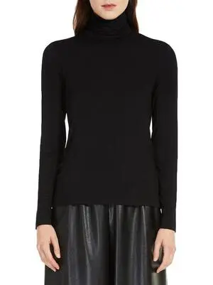 Max Mara Multif Stretch Jersey Turtleneck Top - Black