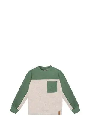DEUX PAR DEUX Long Sleeve Jersey Color Block Top - Heather Beige Gray