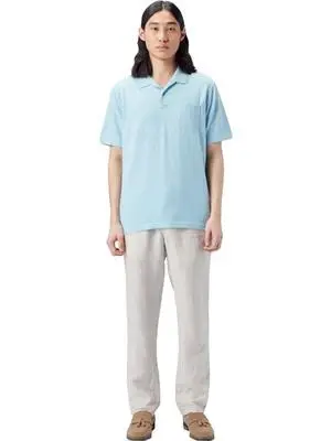Gobi Cashmere Cotton Silk Cashmere Blend Polo Shirt - Aquamarine