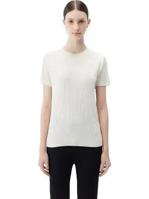 GOBI MONGOLIAN CASHMERE Silk Cashmere T-shirt - Whisper White
