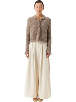 GOBI MONGOLIAN CASHMERE Cashmere Cardigan With Frayed Edges - Taupe