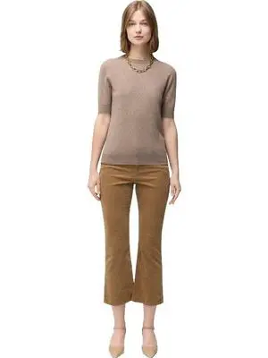GOBI MONGOLIAN CASHMERE Crew Neck Cashmere Top - Taupe