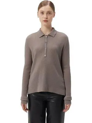 GOBI MONGOLIAN CASHMERE Cashmere Knitted Polo - Stucco