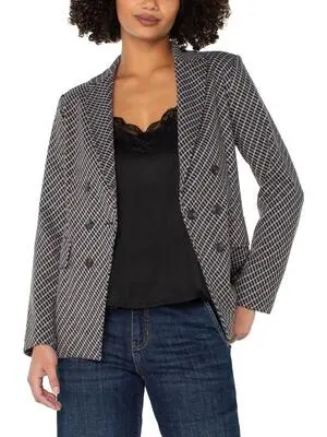 LIVERPOOL Faux Double-breasted Check Blazer - Navy/toffee Modern Check