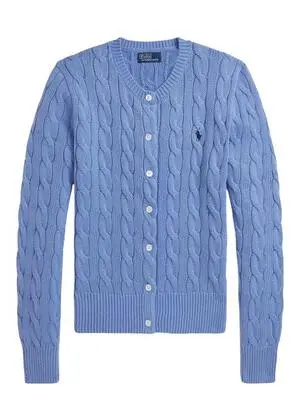 Ralph Lauren Cable-knit Cotton Crewneck Cardigan - New Litchfield Blue