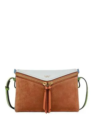 Mcm Diamant 3d Shoulder Bag In Suede And Calf Leather - Multi