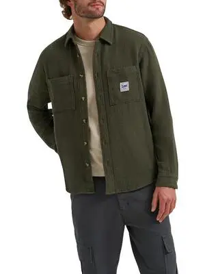LEEM Cotton Button-up Overshirt - Oak Moss