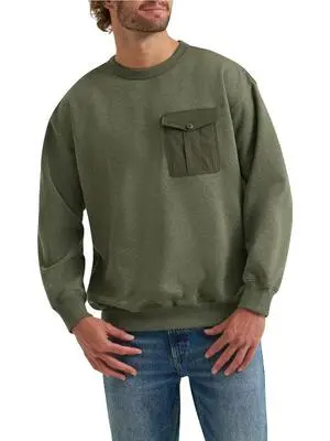 LEEM Chest Pocket Crewneck Sweatshirt - Oak Moss