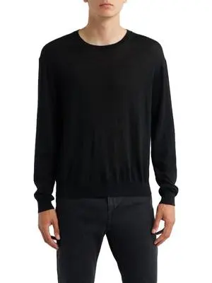 FRAME Superfine Merino Wool & Cashmere Crewneck Sweater Black