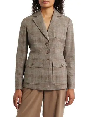 Anne Klein Plaid Blazer - Soft Birch Multi