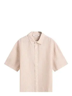 ABOUT:BLANK Stripe Seersucker Vacation Shirt - Brown/white