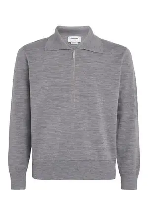 Thom Browne Cotton Half-zip Polo Shirt - Grey