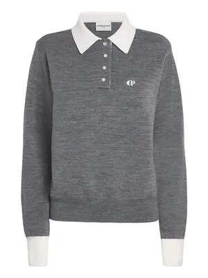 Claudie Pierlot Knitted Logo Polo Shirt - Grey