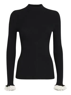 Claudie Pierlot Wool-blend Pointelle Sweater - Black