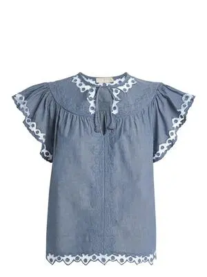 Ulla Johnson Embroidered Effie Blouse - Blue