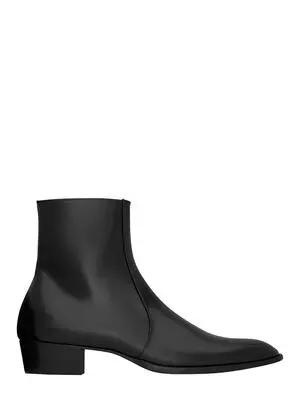 Saint Laurent Leather Roman Ankle Boots - Black