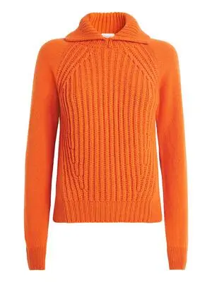 Moncler Wool-cashmere Ribbed Knit Sweater - Orange