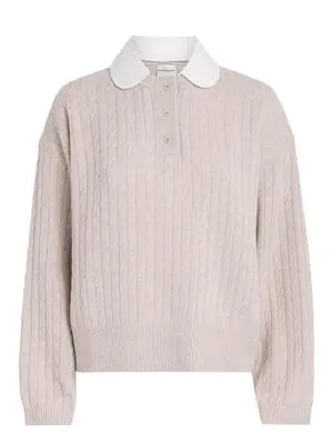 Claudie Pierlot Wool-cashmere Sweater With Collar Insert - White