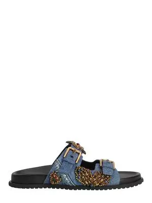 Dolce & Gabbana Beaded-embellished Slide Sandals - Blue