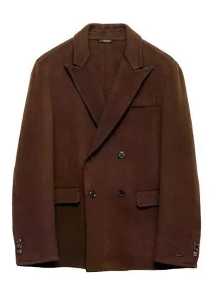 Prada Peaked-lapels Double-breasted Cashmere Blazer - Brown