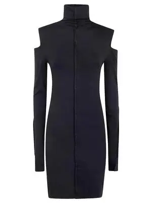 THOM KROM Turtleneck Cut-out Day Dress - Black