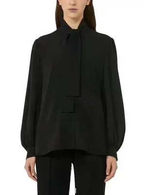 Max Mara Tie-neck Puff-sleeve Blouse - Black