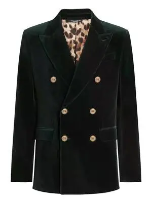Dolce & Gabbana Velvet Double-breasted Blazer - Green