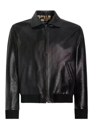 Dolce & Gabbana Leather Zip-front Bomber Jacket - Black