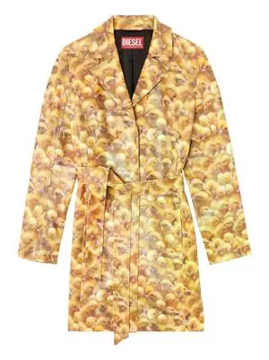 DIESEL Duckling-print Belted Coat - Yellow