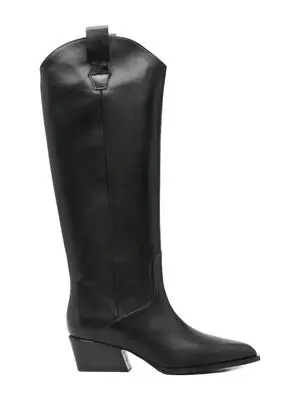 POEVE 45mm Pointed-toe Knee-high Boots - Black