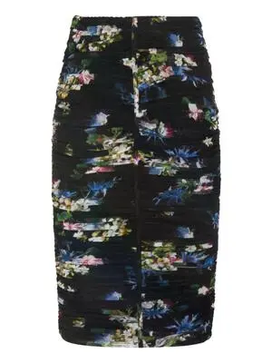 Blumarine Floral-print Midi Skirt - Black
