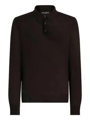 Dolce & Gabbana Long-sleeve Polo Shirt - Brown