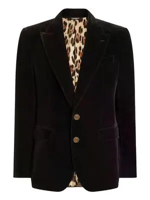 Dolce & Gabbana Velvet Gold-button Blazer - Brown