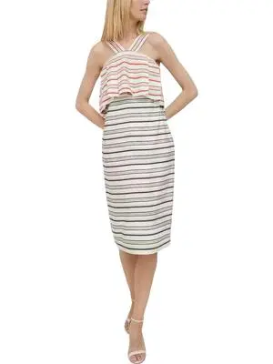 Sisley Striped Pleated Midi Dress - Neutrals