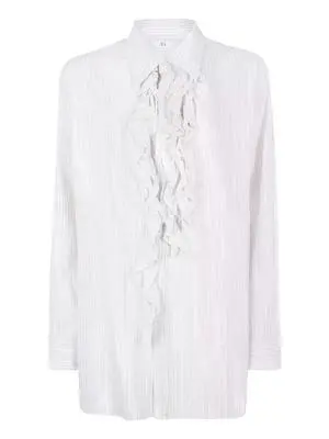 Y’s Pinstriped Ruffle Shirt - Neutrals
