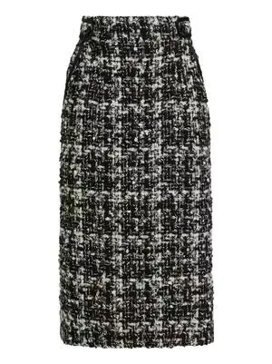 Dolce & Gabbana Checked Tweed Midi Skirt - Black