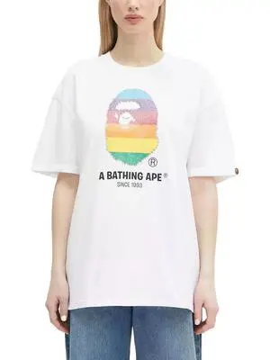 A BATHING APE Rainbow-embellished T-shirt - White