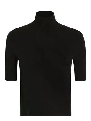 Dolce & Gabbana Short-sleeve Turtleneck Fine Knit Sweater - Black