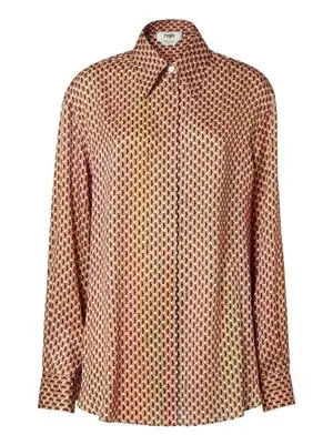 Fendi Dots-jacquard Silk Shirt - Brown