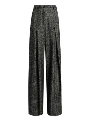 Dolce & Gabbana Pleated Tweed Trousers - Black