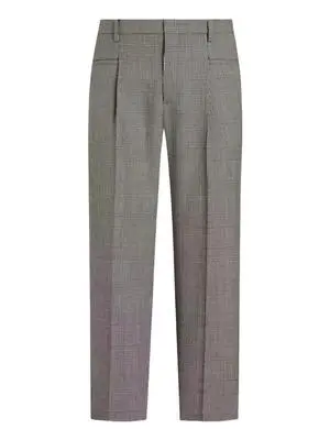 Dolce & Gabbana Checked Trousers With Pleat Detailing - Grey