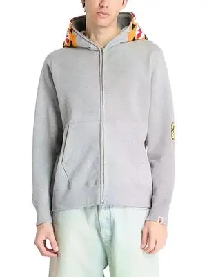 A BATHING APE Tiger-embroidered Zip-up Hoodie - Grey