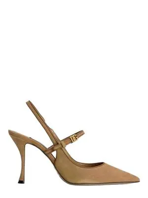 Dolce & Gabbana Logo-appliqué Slingback Pumps - Neutrals