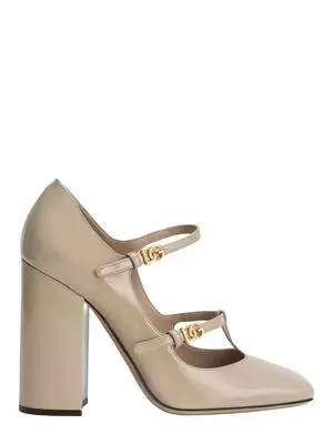 Dolce & Gabbana Dg Buckle-embellished Leather Pumps - Neutrals
