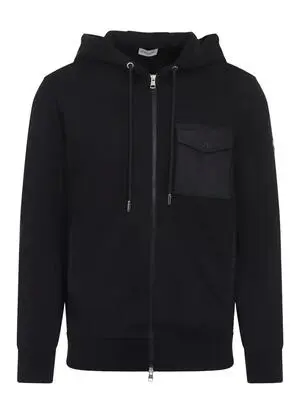 Moncler Hooded Zip-up Jacket With Pocket - Black