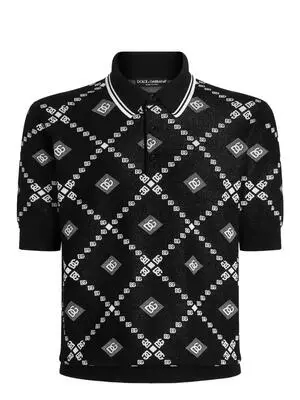 Dolce & Gabbana Logo-pattern Polo Shirt - Black