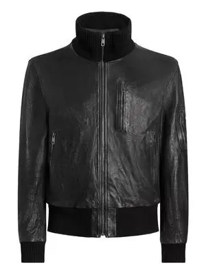 Dolce & Gabbana Ribbed-collar Leather Jacket - Black