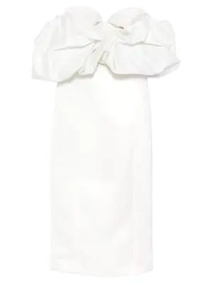 Elisabetta Franchi Off-shoulder Puff-sleeve Midi Dress - White