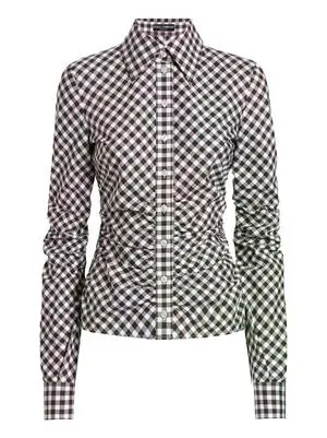 Dolce & Gabbana Gingham-check Gathered Shirt - Black