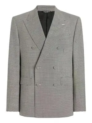Dolce & Gabbana Houndstooth Double-breasted Blazer - Black